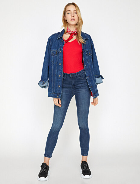 Koton Ole Genç Kız Carmen Jean - Yüksek Bel Dar Kesim Dar Paça Pantolon