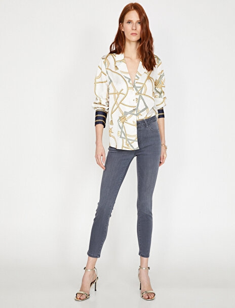 Koton Kadın Carmen Jean - Yüksek Bel Dar Kesim Dar Paça Pantolon