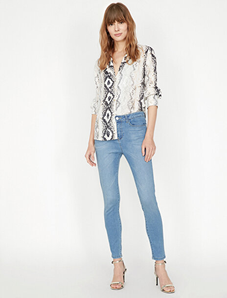 Koton Ole Genç Kız Carmen Jean - Yüksek Bel Dar Kesim Dar Paça Pantolon