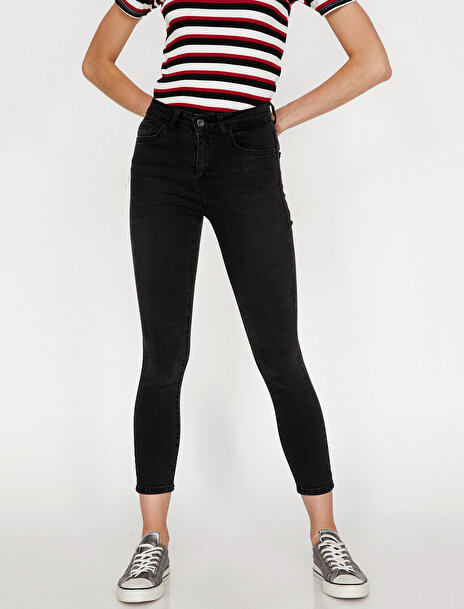 Koton Kadın Carmen Jean - Yüksek Bel Dar Kesim Dar Paça Pantolon