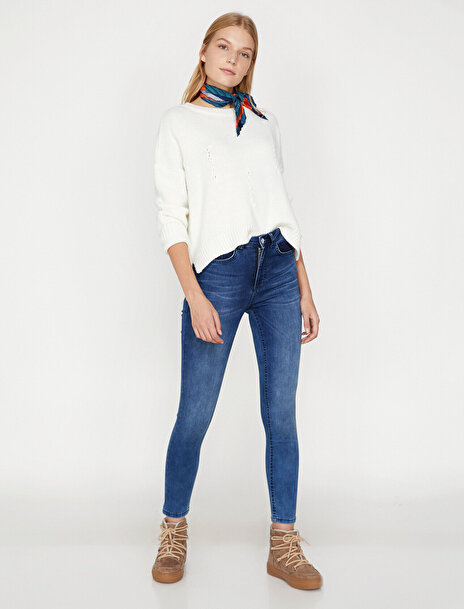 Koton Ole Genç Kız Carmen Jean - Yüksek Bel Dar Kesim Dar Paça Pantolon