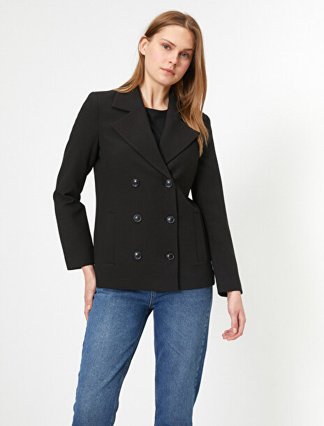 Koton Kadın V Yaka Düğme Detaylı Cep Detaylı Ceket