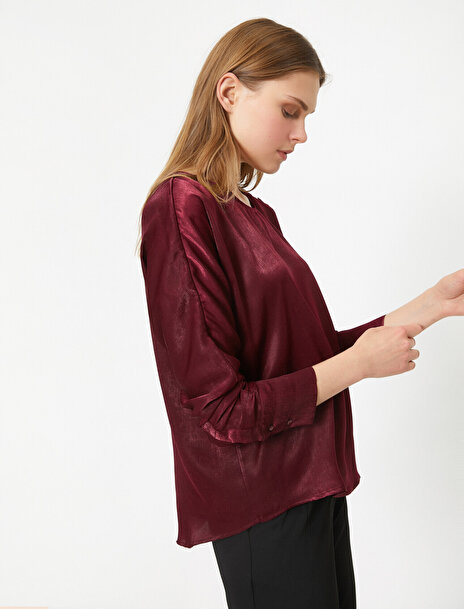 Koton Kadın Bisiklet Yaka Uzun Kollu Blouse