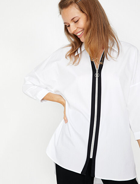 Koton Kadın Fermuar Detaylı Gömlek