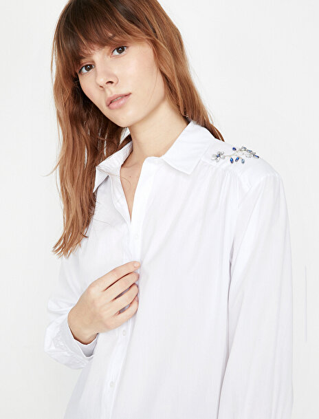 Koton Kadın Boncuk Detaylı Gömlek