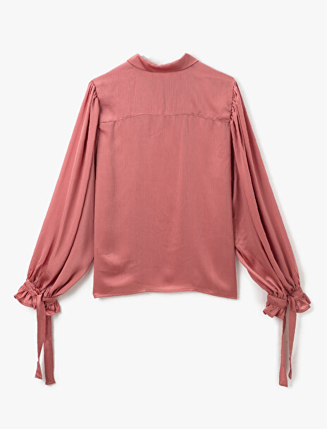 Koton Kadın Saten Uzun Kollu Bağlama Detaylı Bluz