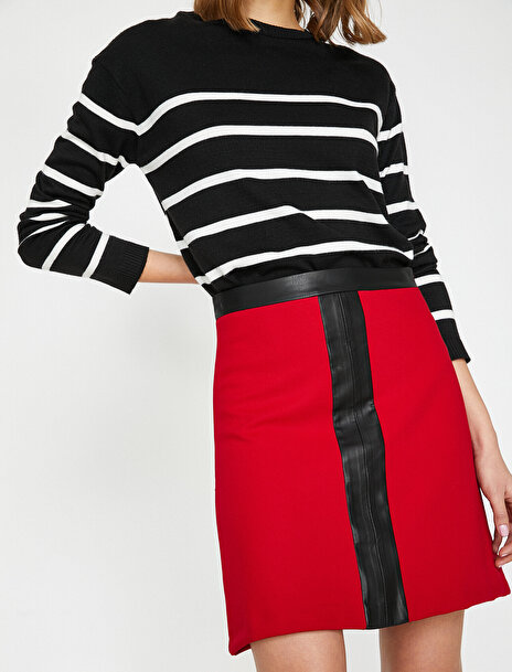 Koton Kadın Deri Detaylı Etek