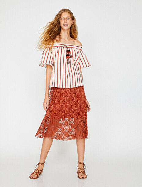 Koton Kadın Dantel Detaylı Etek