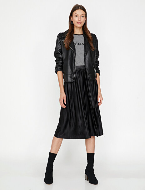 Koton Kadın Deri Görünümlü Etek