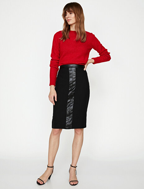 Koton Kadın Deri Detaylı Etek