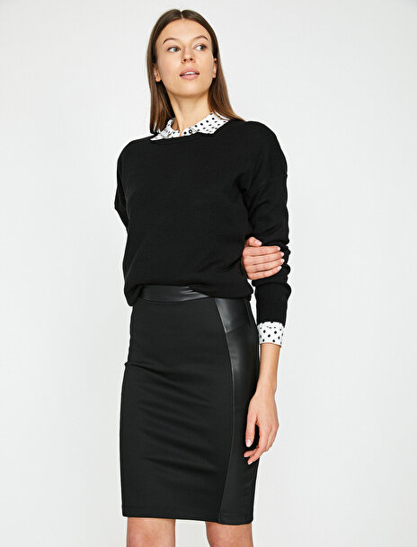 Koton Kadın Deri Görünümlü Etek