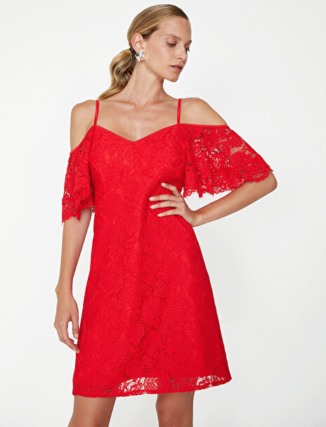 Koton Kadın Dantel Detaylı Elbise Abiye