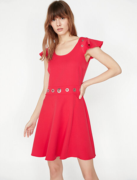 Koton Kadın Kuş Gözü Detaylı Elbise Abiye