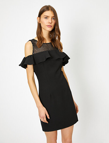 Koton Kadın Fırfır Detaylı Elbise Abiye