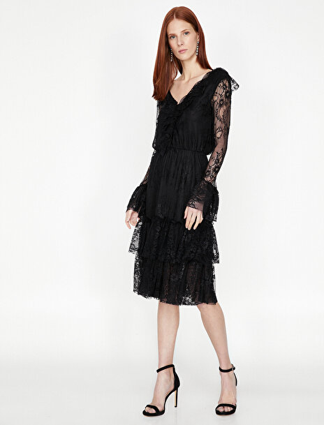 Koton Kadın Dantel Detaylı Elbise Abiye