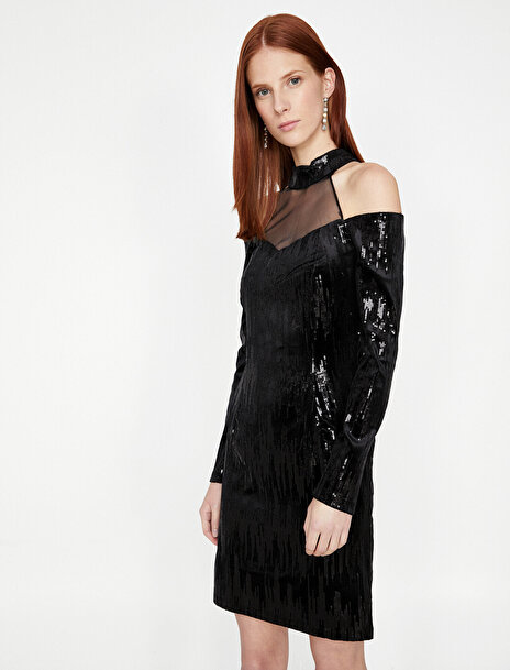 Koton Kadın Pul Detaylı Elbise Abiye