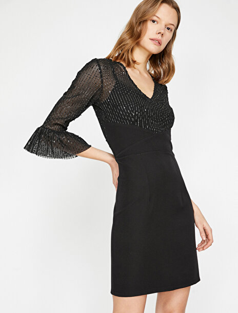 Koton Kadın Volanlı Elbise Abiye Koton Kadın Volanlı Elbise Abiye