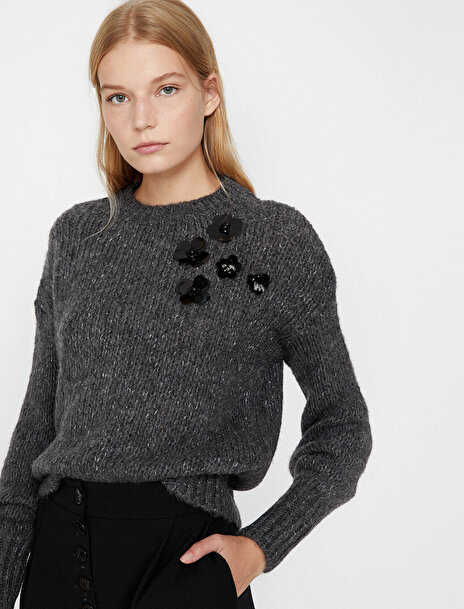 Koton Kadın Pul Detaylı Triko Kazak