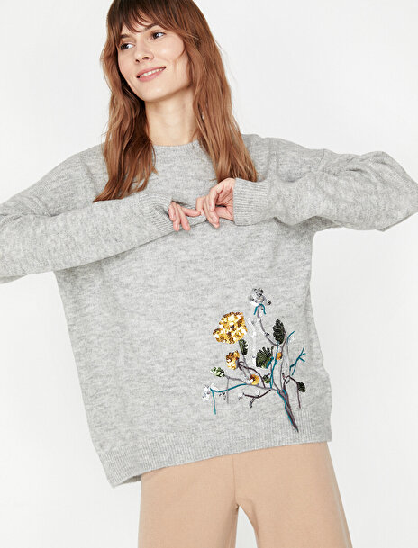 Koton Kadın Pul Detaylı Triko Kazak