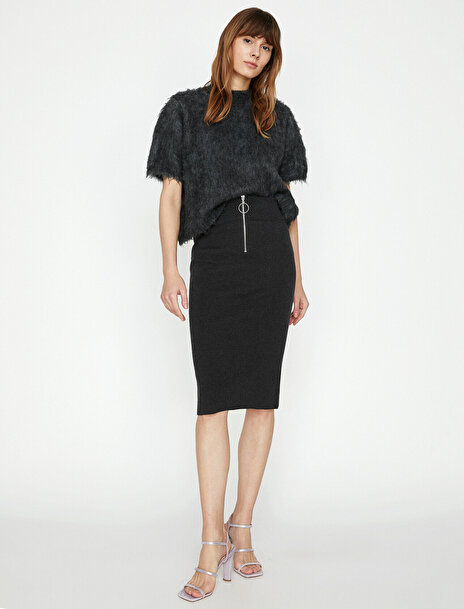 Koton Kadın Fermuar Detaylı Etek