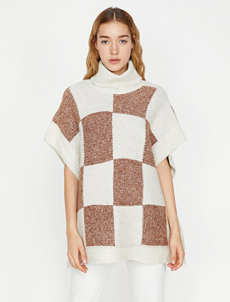 Koton Kadın Kareli Triko Panço Koton Kadın Kareli Triko Panço