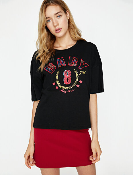Koton Ole Genç Kız Aplikeli T-Shirt Koton Ole Genç Kız Aplikeli T-Shirt