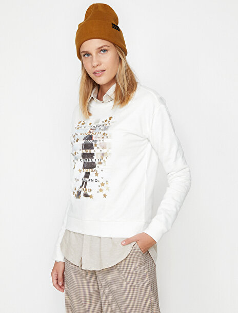 Koton Kadın Boncuk Detaylı Sweatshirt