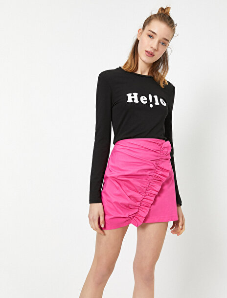 Koton Kadın Yazılı Baskılı Uzun Kollu Tişört