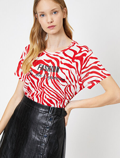 Koton Kadın Zebra Desenli T-Shirt