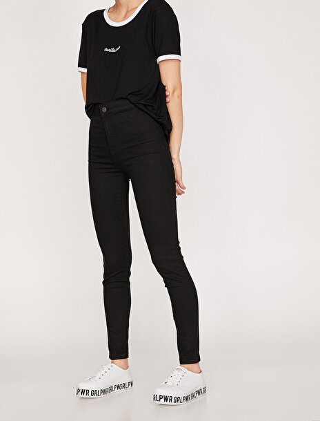 Koton Kadın Legging Jean -Yüksek Bel Dar Kesim Dar Paça Pantolon