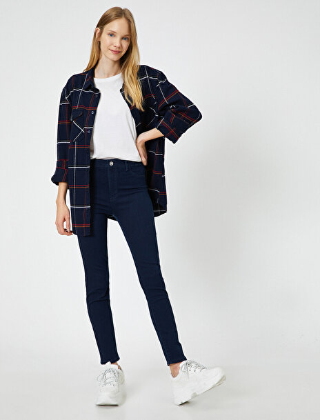 Koton Kadın Legging Jean -Yüksek Bel Dar Kesim Dar Paça Pantolon