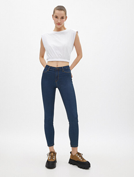 Koton Ole Genç Kız Legging Jean -Yüksek Bel Dar Kesim Dar Paça Pantolon