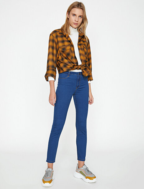 Koton Ole Genç Kız Legging Jean -Yüksek Bel Dar Kesim Dar Paça Pantolon