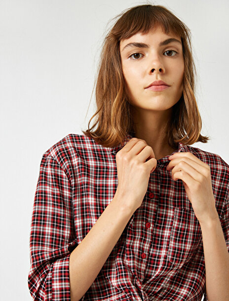 Koton Kadın Uzun Kollu Kareli Gömlek