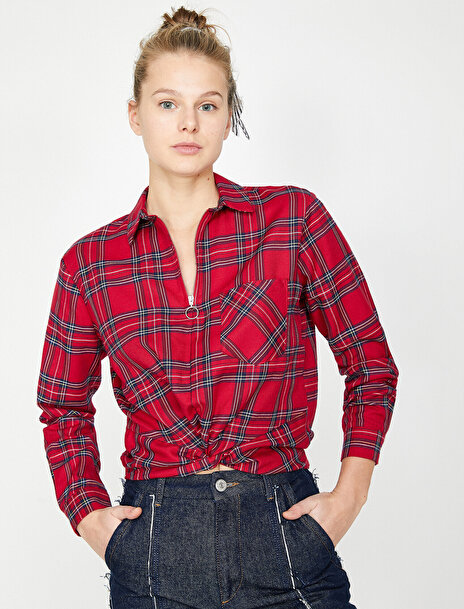 Koton Kadın Fermuar Detaylı Bluz