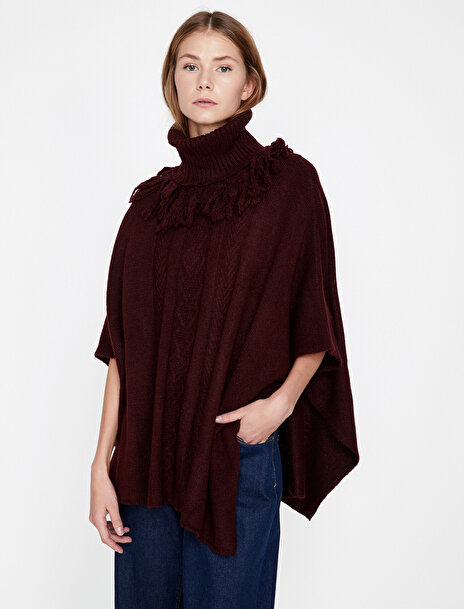 Koton Ole Genç Kız Boğazlı Triko Panço Koton Ole Genç Kız Boğazlı Triko Panço