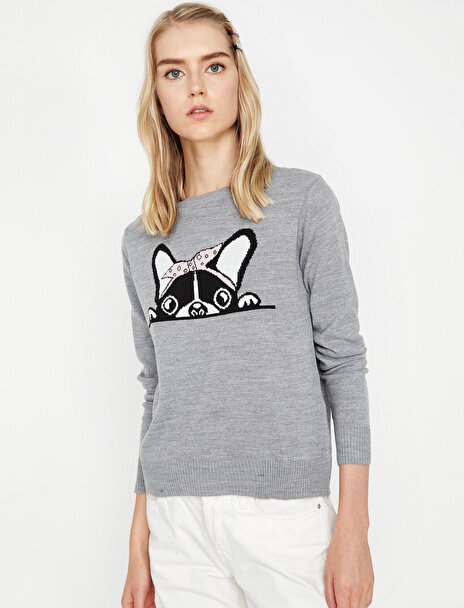 Koton Ole Genç Kız Desenli Triko Kazak