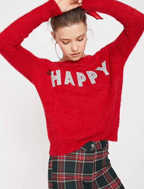 Koton Ole Genç Kız İşlemeli Triko Kazak