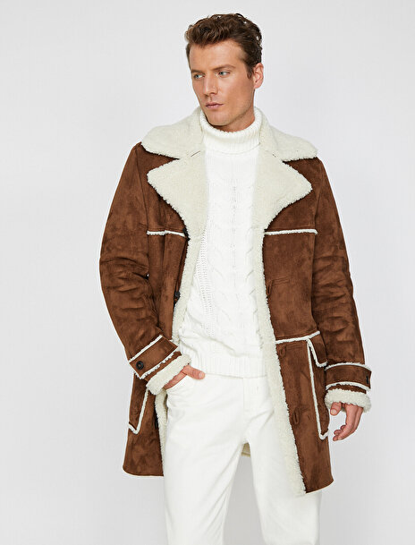 Koton Erkek Suni Kürk Detaylı Kaban