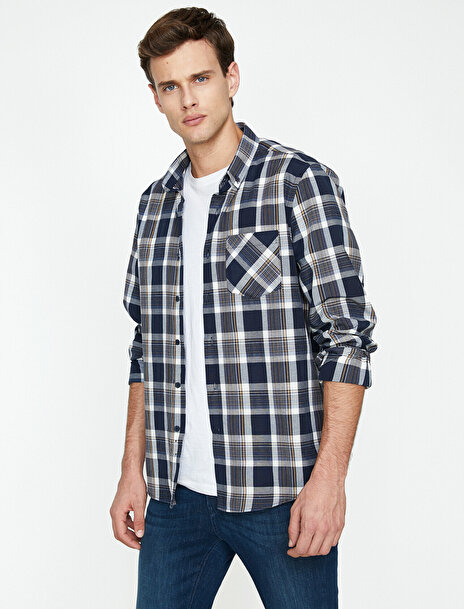 Koton Erkek Ekoseli Uzun Kollu Slim Fit Oduncu Gömleği