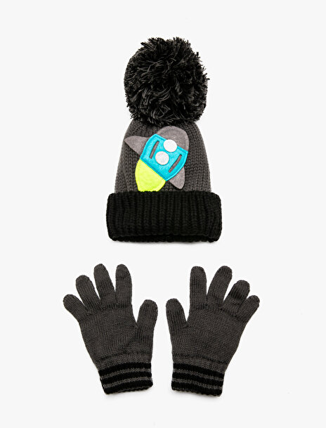 Koton Erkek Çocuk İşlemeli Bere Seti