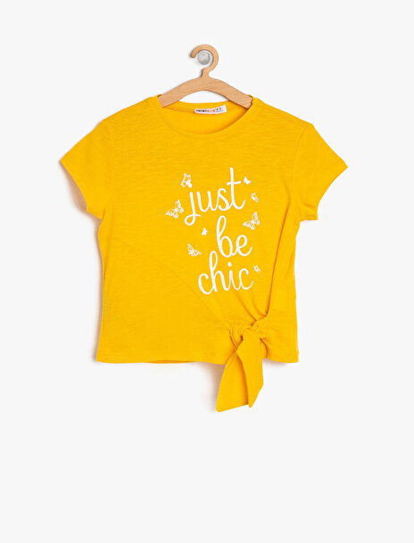 Koton Kız Çocuk Bağlama Detaylı T-Shirt