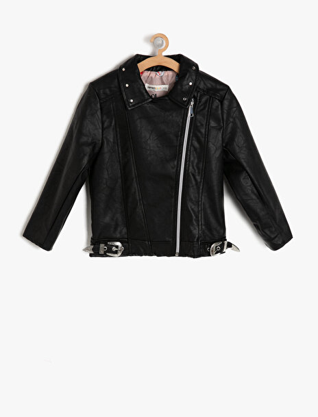 Koton Kız Çocuk Deri Görünümlü Mont