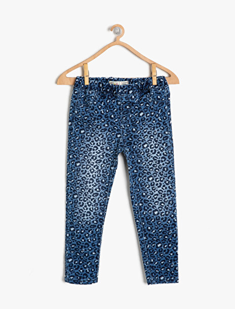 Koton Kız Çocuk Desenli Jean Pantolon