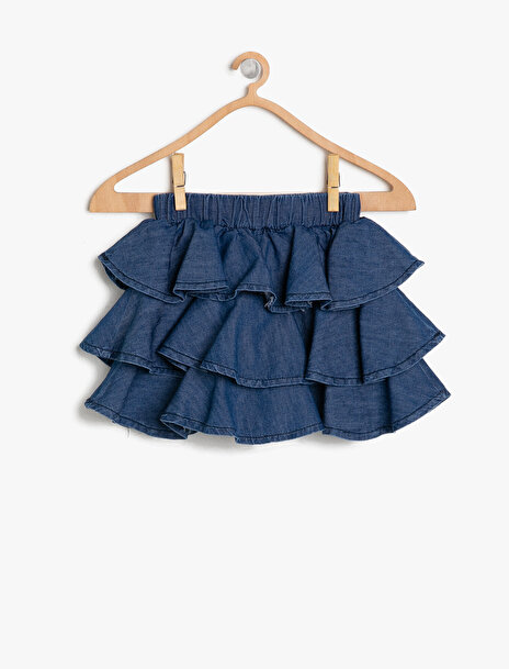 Koton Kız Çocuk Fırfır Detaylı Jean Etek