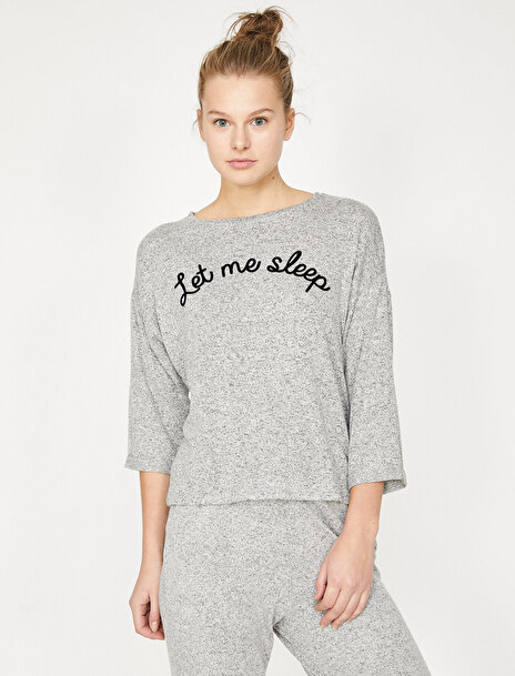 Koton Kadın Yazılı Baskılı Pijama Üstü