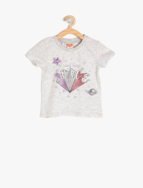 Koton Kız Çocuk Pul Detaylı T-Shirt