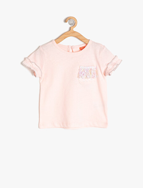 Koton Kız Çocuk Cep Detaylı T-Shirt