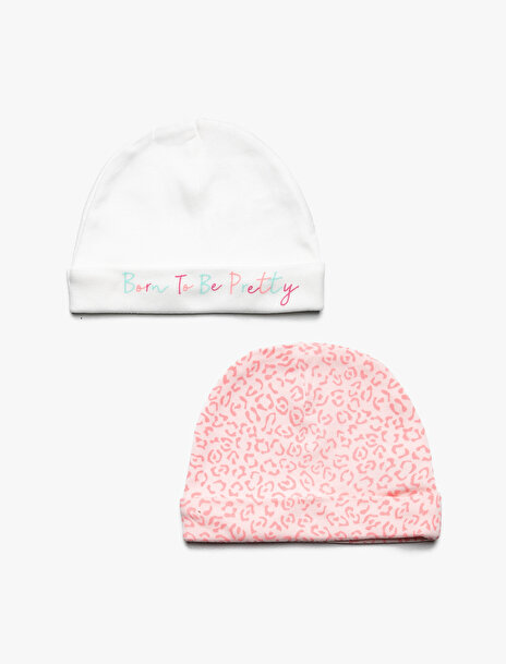 Koton Kız Çocuk 2'Li Kız Bebek Desenli Bere Koton Kız Çocuk 2'Li Kız Bebek Desenli Bere