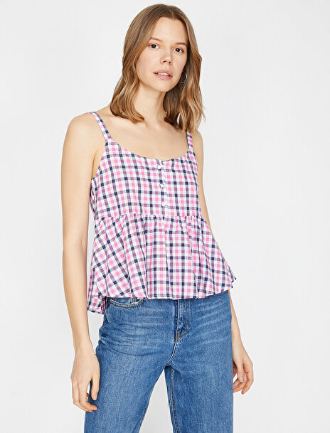 Koton Kadın İp Askılı Ekose Atlet